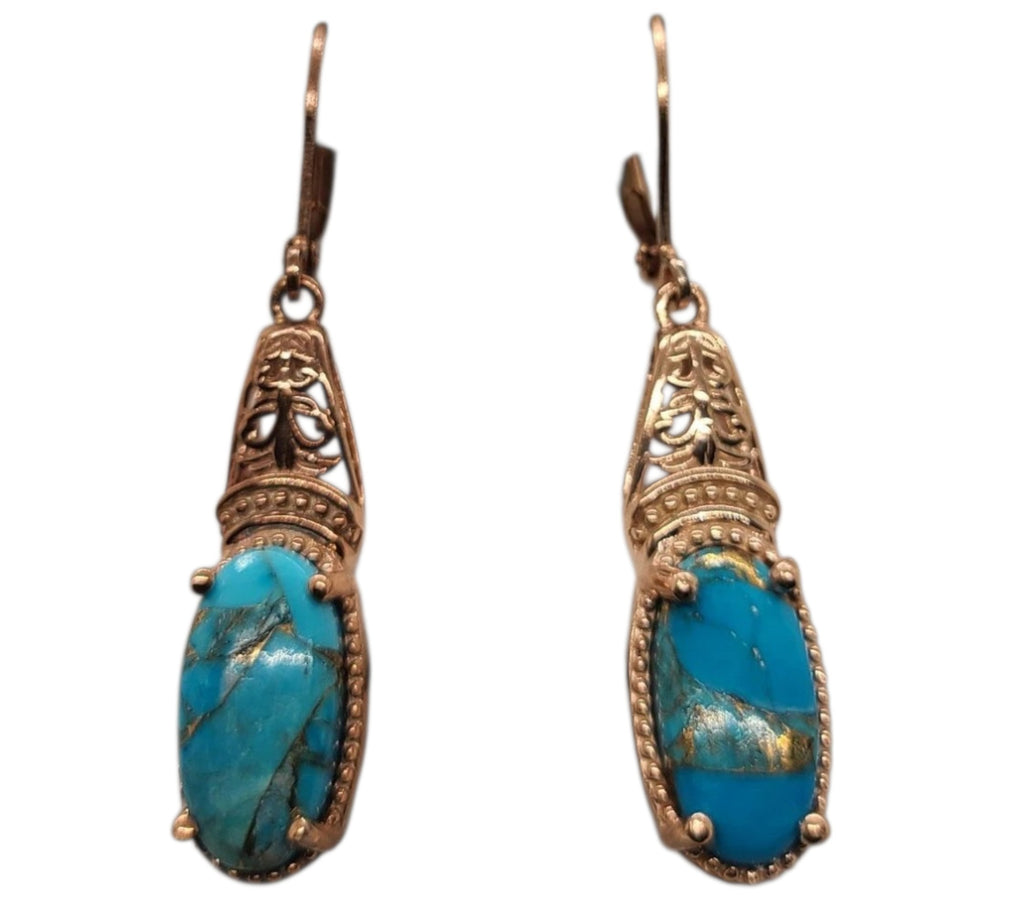 5004 Matrix Chestnut Brine Turquoise leaver back earrings – Noble ~ Peasant